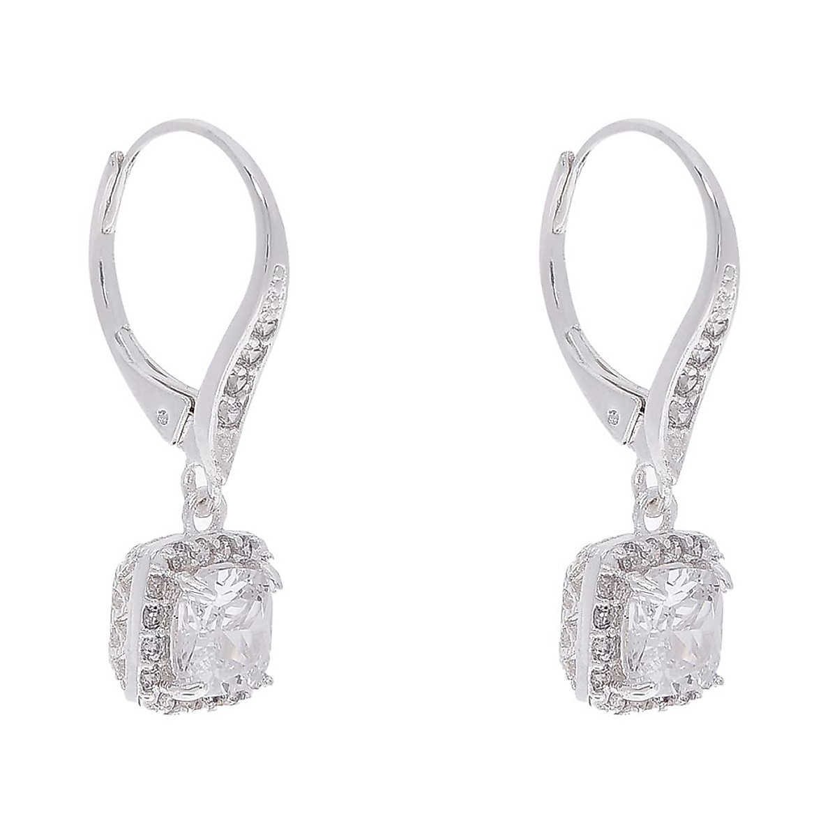 Anne Klein Flawless Silver-Tone & Cubic Zirconia Leverback Drop Earrings
