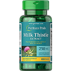 Puritans Pride Milk Thistle Standardized 250 Mg Silymarin Capsules, 100 Count