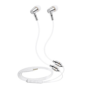 ibrain Air Tube Headphones Air Tube Earbuds with Patented Technology Airtube Headset with Microphone & Volume Control Airtube Headphones for a Safe and Healthy Listening (White)