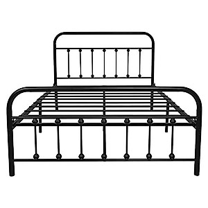 NEEBIRGELIA Black Metal Bed Frame Full Size with Headboard and Footboard Single Platform Mattress Base,Metal Tube and Iron-Art Bed（Full,Black）