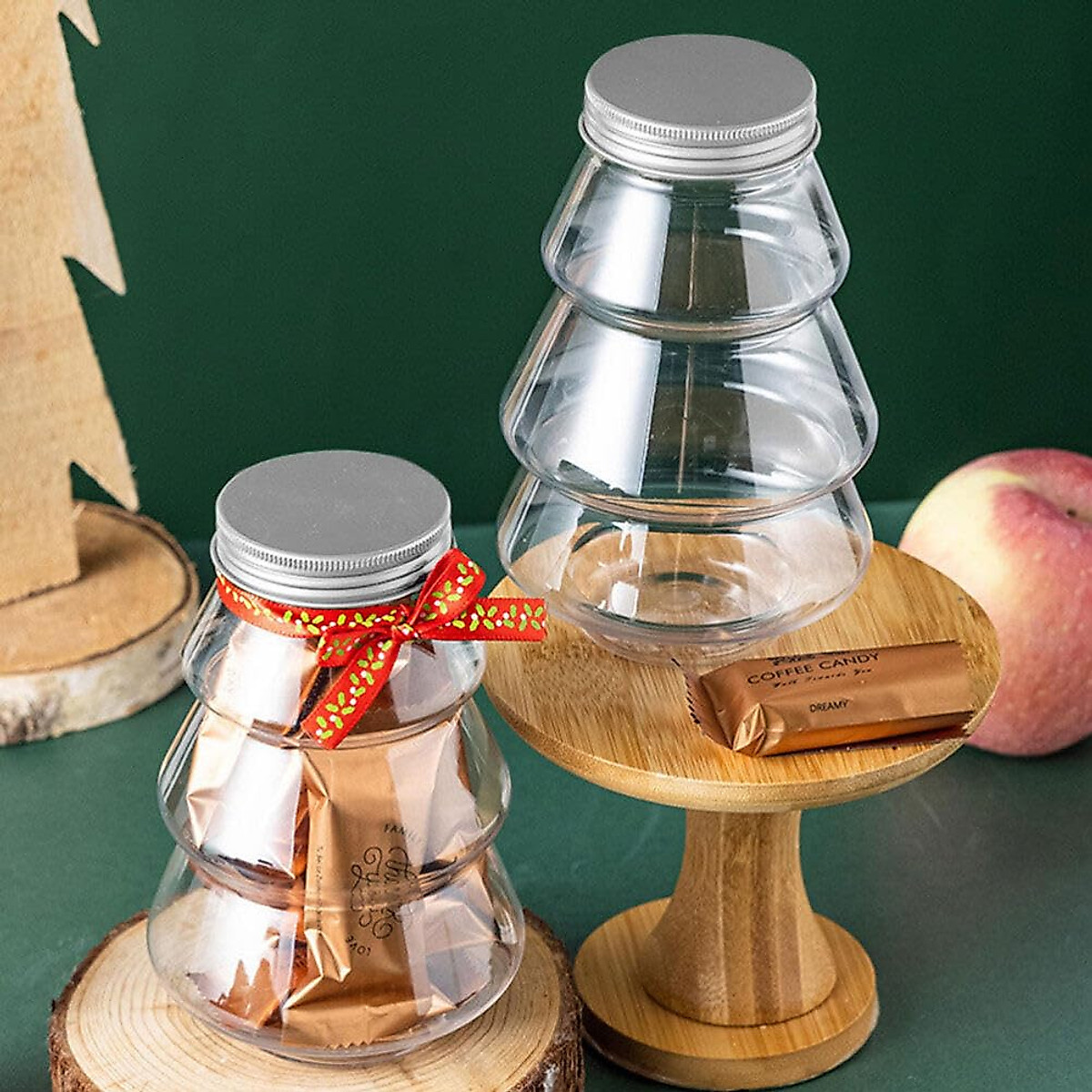 Alipis 6pcs Box Snack Candy Box Tress Shape Bottle Christmas Candy Bottles Chocolate Jar Cookie Bottle Christmas Tree Decorations Xmas Candy Holder Child Snack Box Plastic Tree Shape