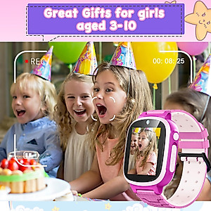 Luoba Kids Smart Watch Girls, Toys for 3-10 Year Old Girls Boys, 1.44 in Touchscreen with 20 Puzzle Games Camera Alarm Video Music Player, Toddler Birthday Gift Pink