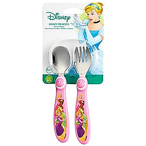 The First Years Disney Princess Easy Grasp Stainless Steel Spoon & Fork Flatware Set (Pack of 2)