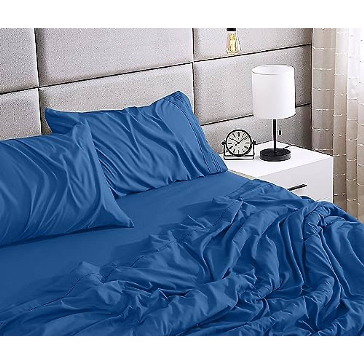 RUVANTI Full Size Sheets Set, Brushed Microfiber Sheets 4 Pieces (1 Fitted Sheet, 1 Flat Sheet, 2 Pillowcases), with 15-inch Deep Pockets, Lightweight & Compfy Premium Hotel Bedding, Royal Blue