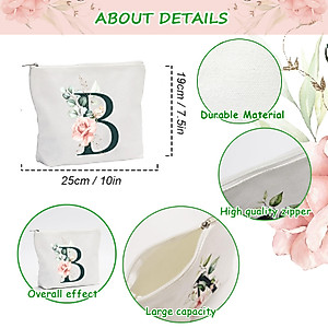 meetyours Initial Tote Bag and Letter Cosmetic Bag Canvas Beach Bag Bridesmaid Birthday Wedding Bachelorette Party Gift (a)