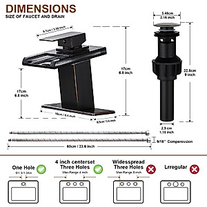 ZORIOU LED Bathroom Sink Faucets, Oil Rubbed Bronze Waterfall 3 LED Light Single Handle Stainless Steel Bathroom Faucet with Pop Up Drain