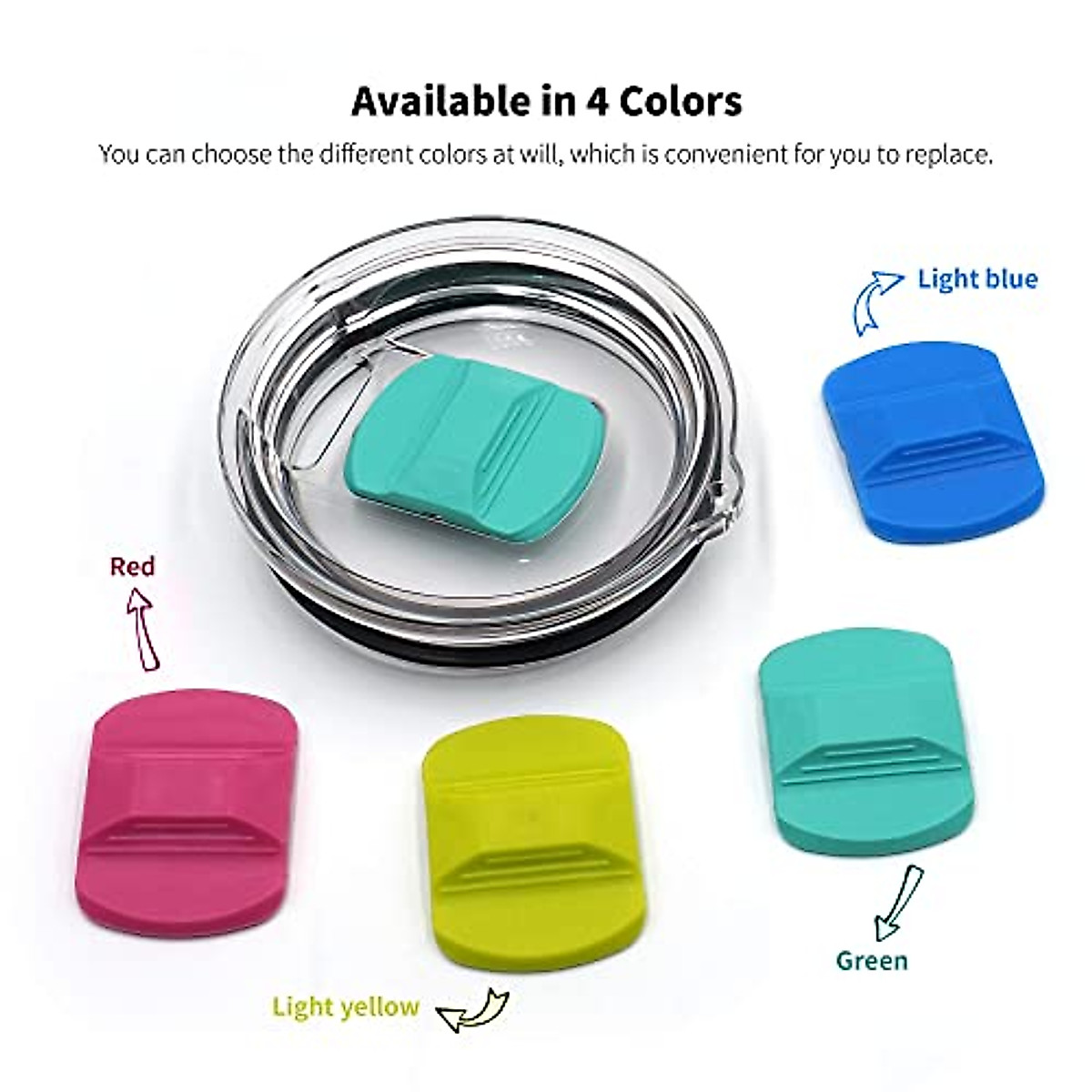 Replacement Magnetic Slide for YETI Lids, Fits 10oz, 16oz, 20oz, 26oz, 30oz Set of 4 (Light Blue Light Yellow Red Green)