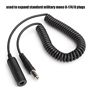 Headphone Extension Line,Coiling Type U-92A/U to U-174/U Helicopter Military Headphone Extension Cable,Used to Expand Standard Military Mono U-174/U Plugs to Connect Helicopters or Military Rad