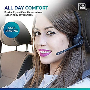 Delton Trucker Bluetooth Headset, Wireless Headphones w/Microphone, Headphones for Truck Driver, Wireless Over The Head Earpiece with Mic for Skype, Call Centers - 18Hrs - 10 Pack