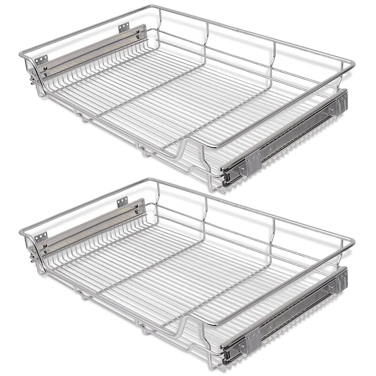 Tidyard Set of 2 Pull-Out Wire Baskets Sliding Storage Racks Steel Slide Shelf Organizer Suit for 31.5 Inch Wide for Kitchen Cabinet, Cupboard, Pantry, Bathroom Cabinet