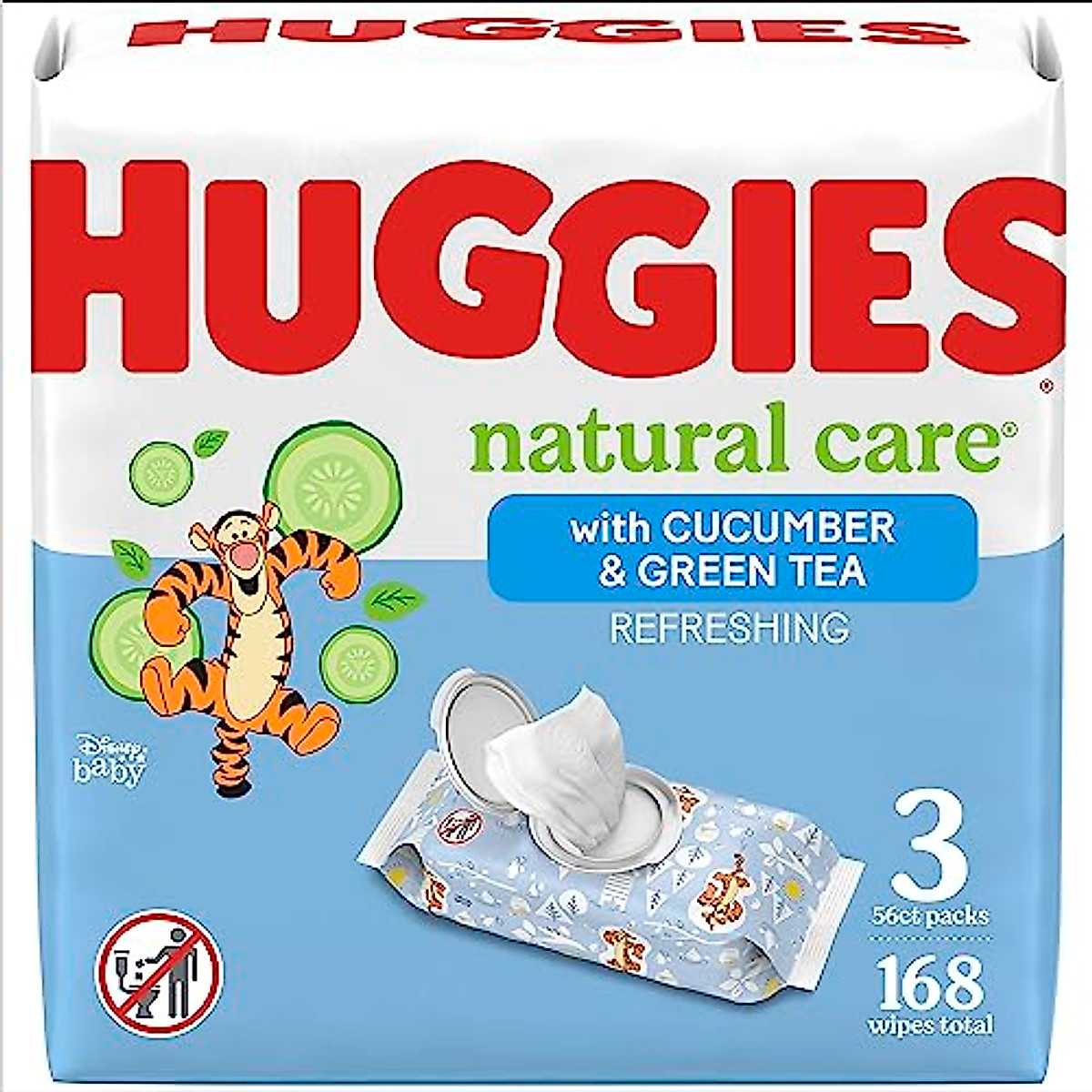 Huggies Natural Care Refreshing Baby Wipes, Hypoallergenic, Scented, 3 Flip-Top Packs (168 Wipes Total)