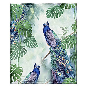 Levens Peacock Feathers Throw Blanket Gifts for Women Girls, Animals Decor for Couch Bed Sofa Travelling Camping, Birthday Christmas Soft Cozy Lightweight Blankets for Kids Adults 50"x60"