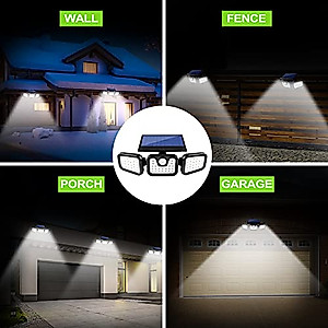 kuujojo Solar Lights Outdoor Garden, 2 Pack 74 LED / 3 Modes 270° Wide Angle Motion Sensor Outdoor Lights, IP65 Waterproof Solar Outdoor Lights, Security Flood Light for Patio Yard and Garage