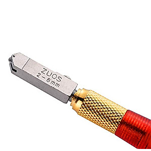 ZUOS Pistol Grip Oil Feed Glass Cutter Tungsten Carbide, Professional Stained Glass Cutting Tool with 2 Replaceable Head and Oil Reservoir- 2mm-12mm