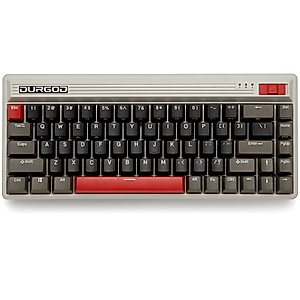 DURGOD Fusion Mechanical Retro Keyboard | 65% Layout | Wireless 2.4 GHz, Bluetooth 5.0, USB C | Doubleshot PBT | Up to 40 Days Battery Life | Windows, Android, iOS (Cherry MX Brown, Steam)