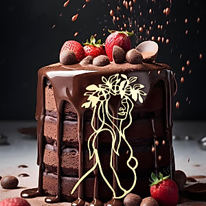 Pregnant woman silhouette, for Expectant Mothers Party Gold Mirror Cake Topper, Mother To Be Party Cake Decorations Supplies Acrylic,Pregnant lady baby shower cake topper, Pregnancy line art.