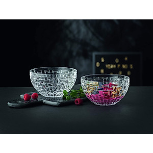 Nachtmann Bossa Nova Collection Bowl | Set of 2 Clear Crystal Glass Bowls | Basket Weave Glass Design | 6 Inch Mixing and Serving Bowl for Salad, Fruit and Snacks | Dishwasher Safe