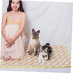 balacoo Silk Crate Breathable Travel Freeze Rest Portable Car Sleeping Puppy Self Yellow Dogs Pet Kitten Kennel Ice Seats House Cats Sofa Cooling Reusable and Mat S for Home Pad Washable