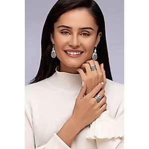 925 Sterling Silver Earrings Textured Lace Tear Shape, Oxidized, Stylish, Hypoallergenic, Nickel and Lead-free, Artisan Handcrafted Designer Collection, French Wire Earring Back, Jewelry Gift For Her