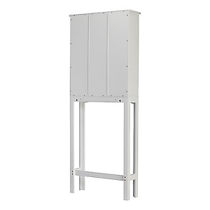 Teamson Home Louis 25 in. x 64 in. Freestanding Wooden Over-The-Toilet Storage Cabinet for Bathrooms, Powder Rooms, and En Suites - Bathroom Etagere, White