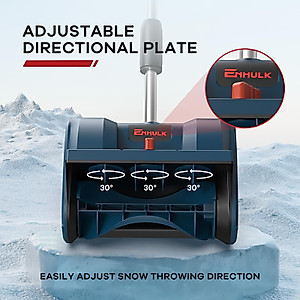 Enhulk Cordless Snow Shovel, 20V | 12-Inch Cordless Snow Blower, Battery Powered Snow Blower with Directional Plate & Adjustable Front Handle (2 Batteries & Quick Charger Included)