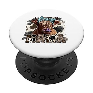 Leopard Highland Cow Bandana Cow Mama Western Country Heifer PopSockets Swappable PopGrip