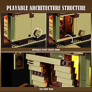 FUNWHOLE Western-Saloon Lighting Building-Bricks Set - The Old West Saloon LED Light Construction Building Model Set 2026 Pcs for Adults and Teen