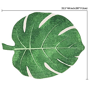 LIVEBOX Nursery Rug 35.5"x44" Washable Kids Rug for Bedroom, Green Leaf Shaped Area Rug Soft Cute Children Play Carpet Non-Slip Baby Playroom Rug for Toddler Tent