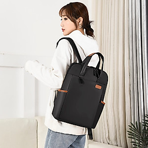 E-Tree Travel Laptop Backpack Women, 15.6 Inch, Slim Lightweigh Casual Computer Daypack Work College School Bag Bookbag Girls Purse (Black)