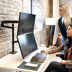 Ergotron – LX Vertical Stacking Dual Monitor Arm, VESA Desk Mount – for 2 Monitors Up to 40 Inches, 7 to 22 lbs Each – Tall Pole, Matte Black