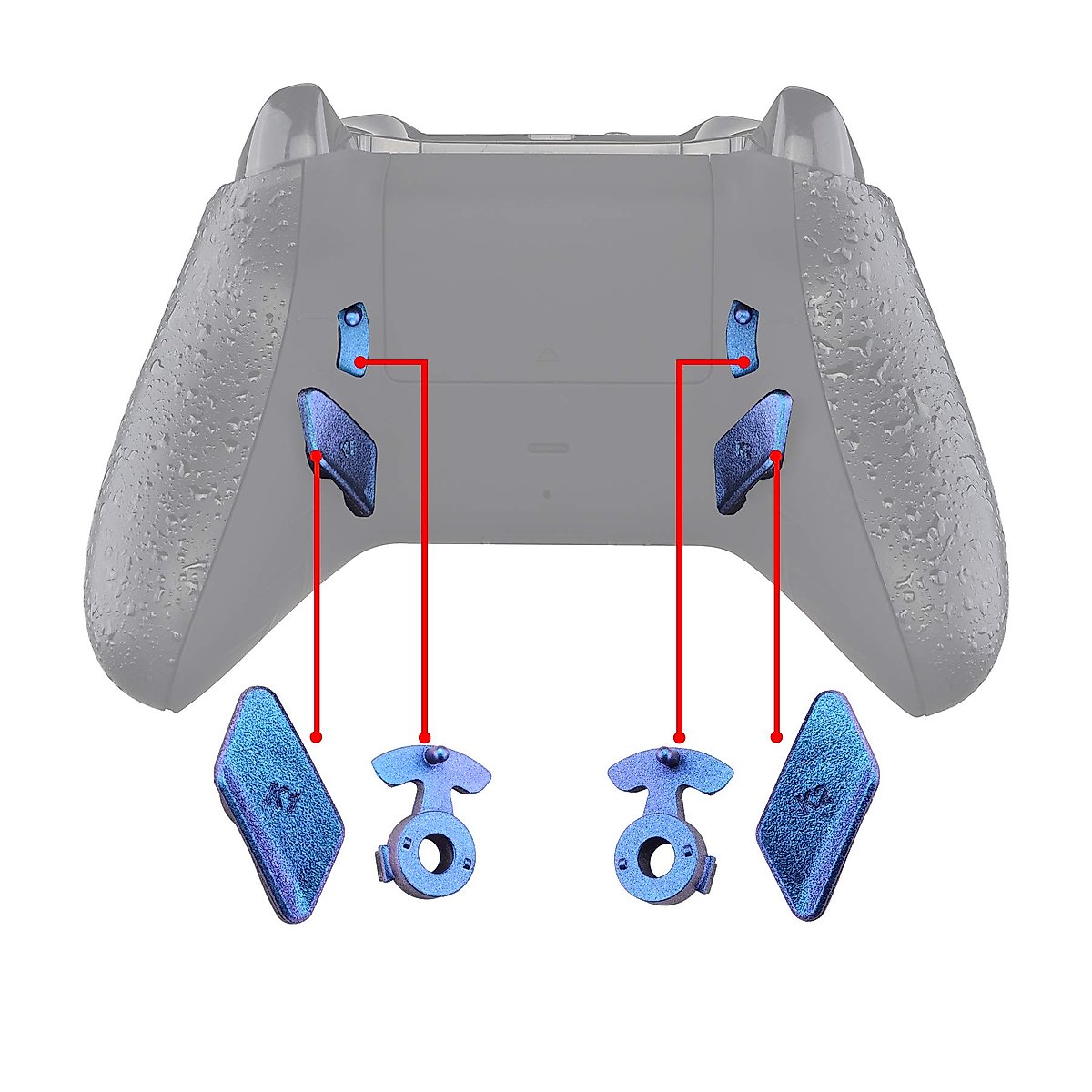 Chameleon Purple Blue Glossy Replacement Redesigned Back Buttons HK3 HK4 Trigger Lock K1 K2 Paddles for eXtremeRate Xbox One S X Controller Lofty Remap & Trigger Stop Kit