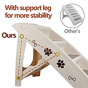 Dog Stairs to Bed Pet Stairs Dog Steps for Small Dogs Washable Carpet Pet Stairs for High Bed Foldable Plastic Pet Steps