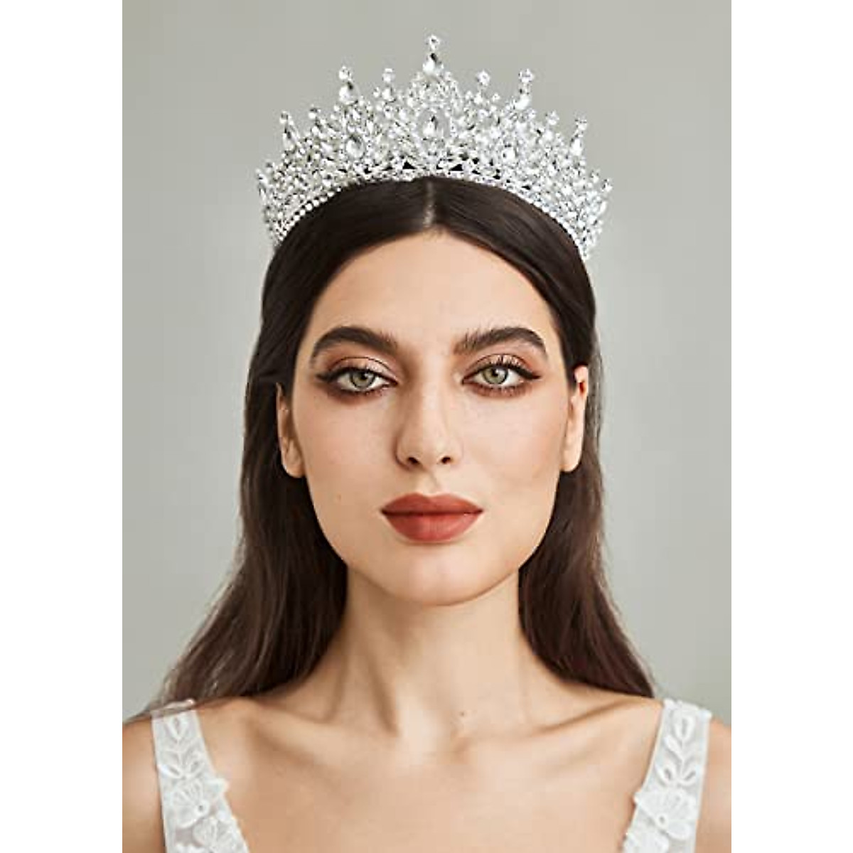 SWEETV Tiaras and Crowns for Women, Crystal Princess Crown, Wedding Tiara for Bride, Silver Rhinestone Headdress for Birthday Prom Party Homecoming, for Ages 15+