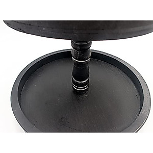 Funly mee Distressed Rustic Black Wood Two-Tier Tray with Metal Handle,Decorative Organizer for Kitchen Counter Top, Dining Room Table(Black)