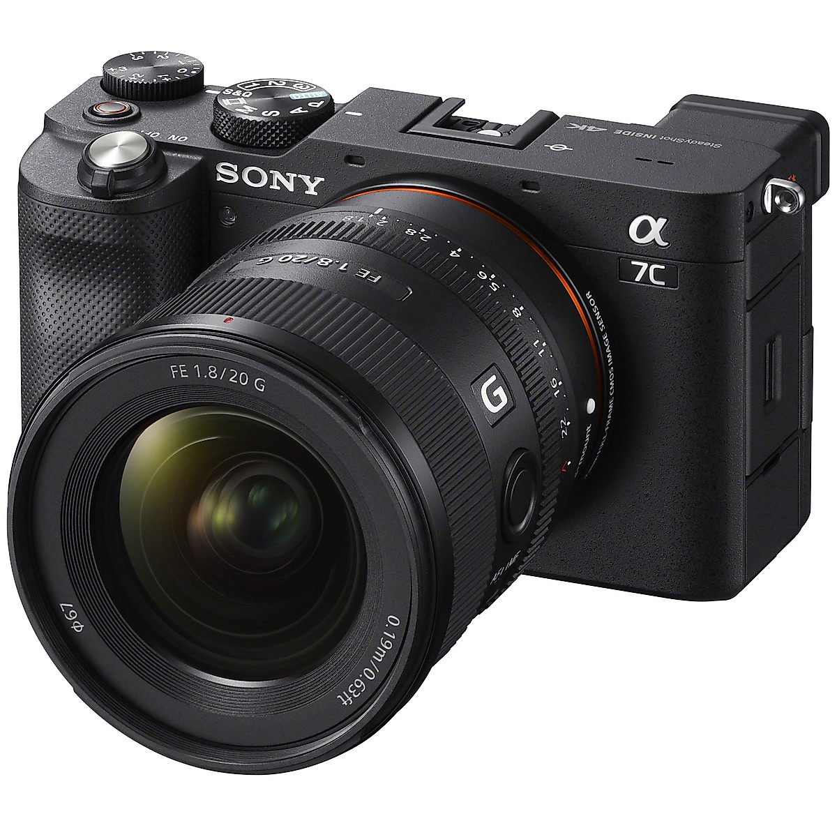 Sony a7C Mirrorless Full Frame Camera Body with Sony FE 20mm F1.8 G Lens SEL20F18G Black ILCE7C/B Bundle with Deco Gear Photography Backpack Case, Software and Accessories