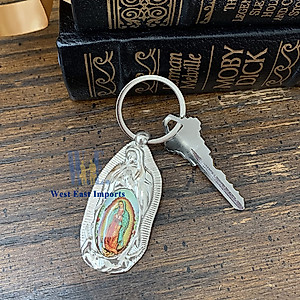 Personalized First Communion Keychain Favor (12 PCS) Engraved Our Lady of Guadalupe Baptism Metal Key Ring/Recuerdos Para Primera Comunion Niña Niño/Customized Christening