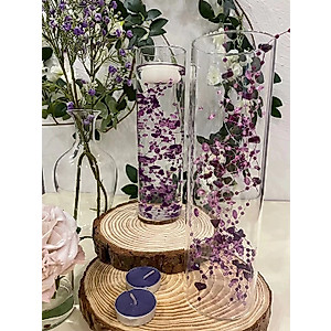 TeaSu 12pcs Purple Crystal String, for Floating Candles Centerpieces Table Decorations, Crystal Bead Filler for Party, Birthday Decorations