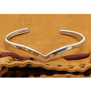 L7 Enterprises Handcrafted Sterling Silver Vee Shaped Bracelet by Navajo Artist Elaine Tahe