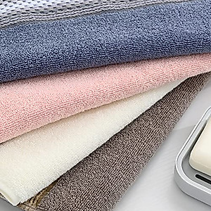 YiLUOMO Hand Towel Set of 2 Super Soft 100% Cotton Highly Absorbent Decorative Textured Striped Hand Towels for Bathroom 13 x 29 Inch (Beige)