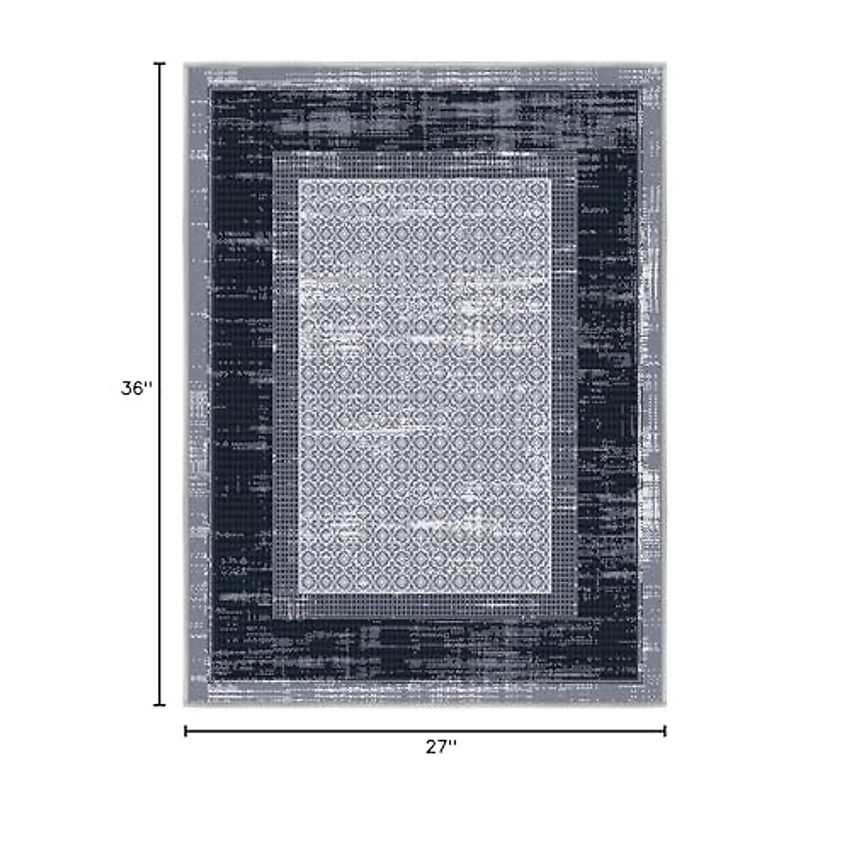 Ottomanson Ottohome Non-Slip Rubberback Bordered Design 2x3 Indoor Area Rug/Entryway Mat, 2'3" x 3', Gray/Navy