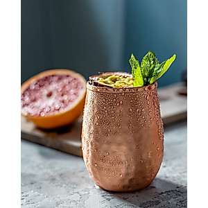 Kosdeg Copper Cups - 12 Oz set of 4 - A Unique Way To Enjoy Wine - The Perfect Pure Copper Tumbler for Water - Copper Drinking Cups Better Than Glasses or Plastic - Moscow Mule Copper Cup For Drinking