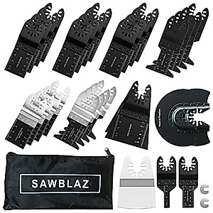 33 Pack Sawblaz Universal oscillating Tool Blades Wood Plastics Soft Metal Oscillating Saw Blades Quick Release Multitool Blades Fit Dewalt Rockwell Royobi Millwaukee Porter Cable Rigid Craftsman