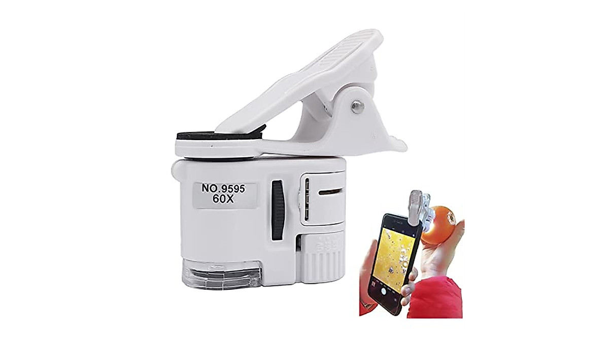 60x Pocket Microscope, Handheld Portable LED Lighted Magnification ...