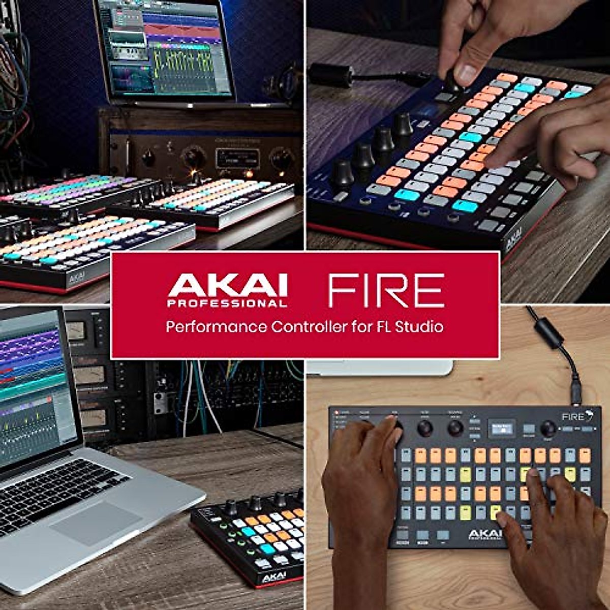 AKAI Professional Fire (Controller Only) – USB MIDI Controller for FL Studio with 64 pad RGB Clip / Drum Pad Matrix
