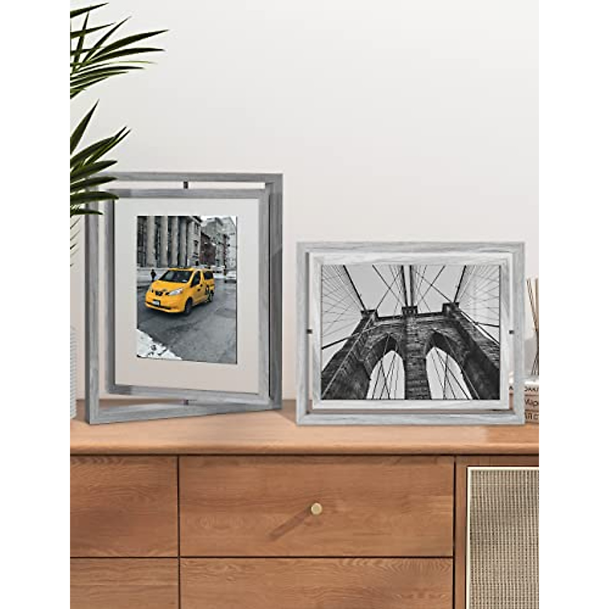 SUMGAR 8x10 𝙋𝙞𝙘𝙩𝙪𝙧𝙚 𝙁𝙧𝙖𝙢𝙚 Gray 𝙍𝙤𝙩𝙖𝙩𝙞𝙣𝙜 Floating Frames Set of 2, Double Sided Picture Frames Wooden Frames for Plants Pressed Flowers Floating Effect Display