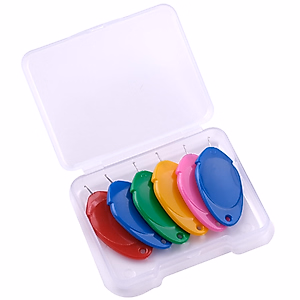 meeggrace Needle Threader, Small Needle Eye Threader Tool, Easy Threader for Machine and Hand Sewing, Fast and Precise Threading, Ideal for Needlework, with Transparent Box, Color Random (6PCS)