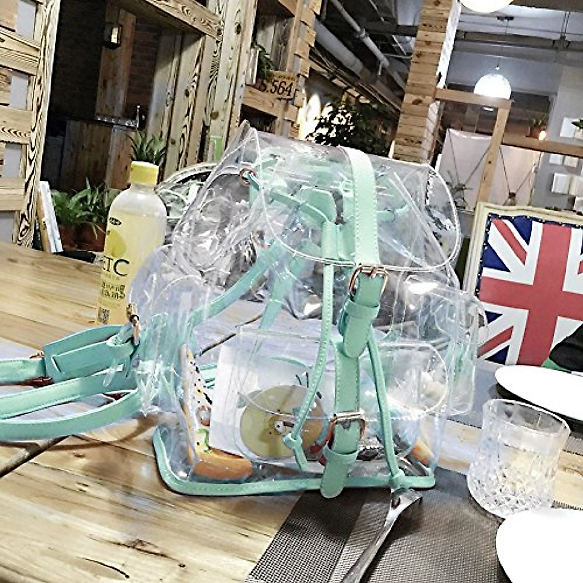 Zicac Summer Clear Backpack Cute Knapsack Satchel Transparent Stadium Approved Backpack (Green)
