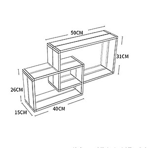 PIBM Stylish Simplicity Shelf Wall Mounted Floating Rack Wooden Background Wall Shelves Storage Wooden Living Room,Length 40Cm / 32Cm,3 Colors Avaliable, Red