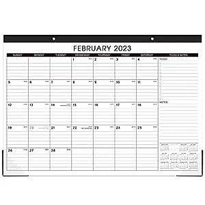 Desk Calendar 2023-2024 - Large Desk Calendar 2023-2024, Jan 2023 - Jun 2024, 17" x 12", Large Ruled Blocks, Desk Calendar with Tear Off Design, 2 Corner Protectors & 2 Hanging Hooks