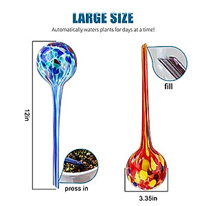 Brajttt Plant Watering Globes, 2 Pieces Automatic Watering Bulbs, Cute Glass Watering Globes with 2 Tags